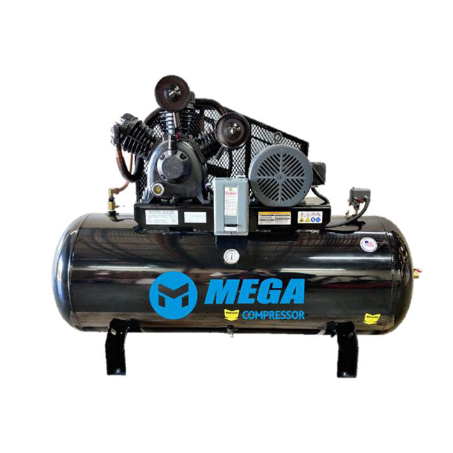 MEGA MP-10120H1-CR Compressor 80 Gallon - Cast Iron Oil Lubricated Bel ...