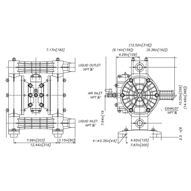 Zeeline by Milton ZE1232PS 3/4In Polypropylene Double Diaphragm Pump ...