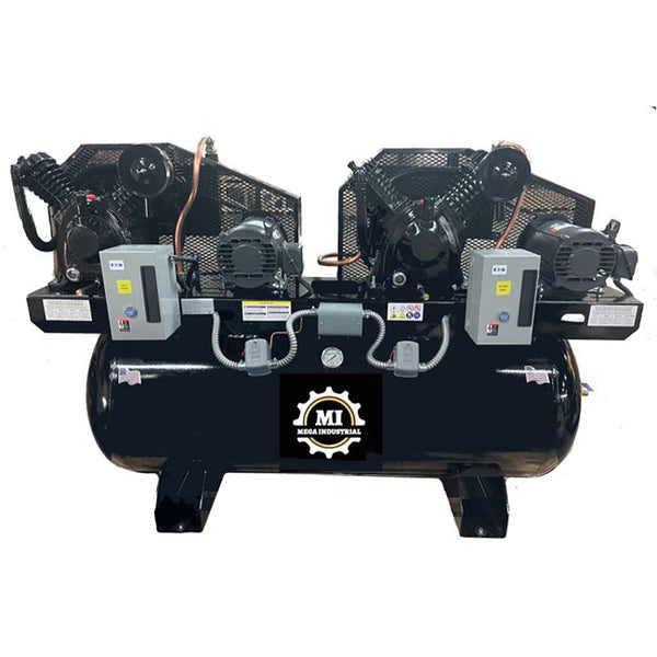 MEGA MP-50120DP3BA Industrial Duplex Electric Air Compressor 120 gal H ...