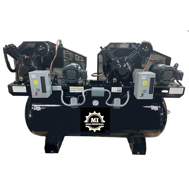 MEGA MP-50120DPBA Industrial Duplex Electric Air Compressor 120 gal Ho ...